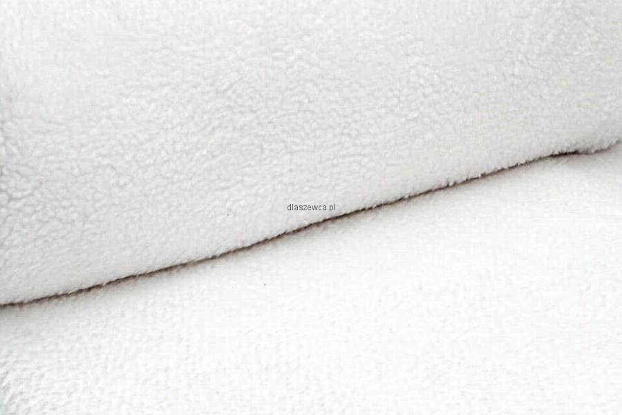 Tkanina futerkowa MINKY BARANEK biała długość włosa 5mm, szerokośc ...